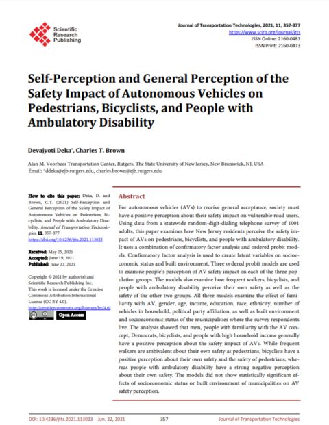 Self-perception and General Perception of the Safety Impact of ...